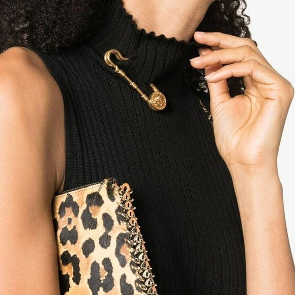 Versace | Jewelry | New Versace Gold Tone Medusa Safety Pin Brooch ...